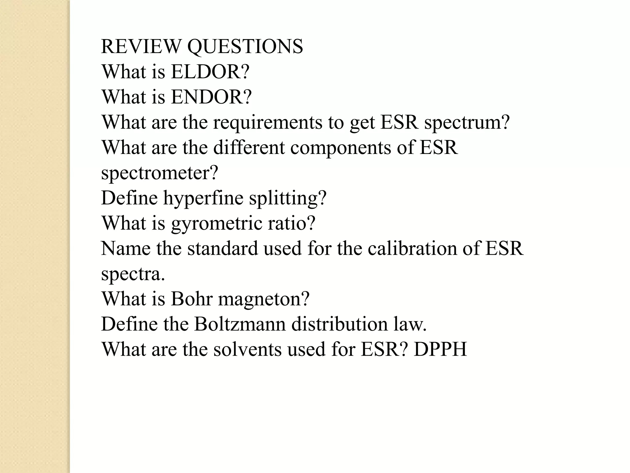 Electron Spin Resonance Spectroscopy (ESR) Or Pulse Electron Magnetic ...