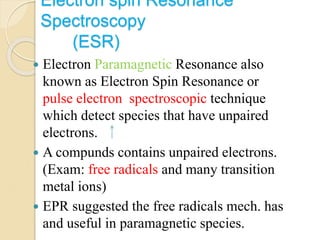 Electron Spin Resonance Spectroscopy (ESR) Or Pulse Electron Magnetic ...