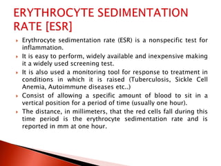 Erythrocyte sedimentation rate screening for sickle cell anemia | PPTX ...