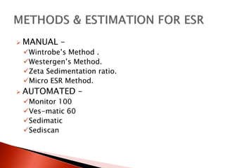 Erythrocyte sedimentation rate screening for sickle cell anemia | PPTX ...