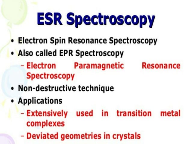 ESR Spectrometers.pptx | Chemistry | Science
