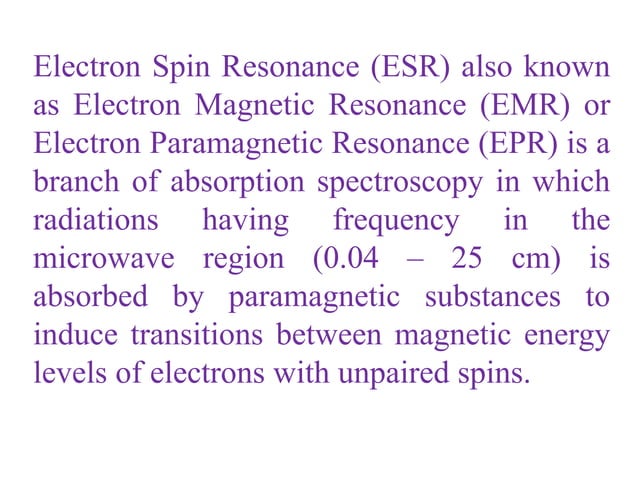 ESR Spectrometers.pptx | Chemistry | Science