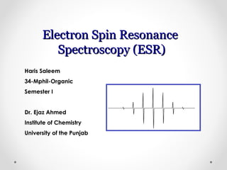 Electron Spin Resonance (ESR) Spectroscopy | PPT