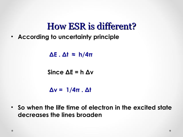 Electron Spin Resonance (ESR) Spectroscopy | PPT