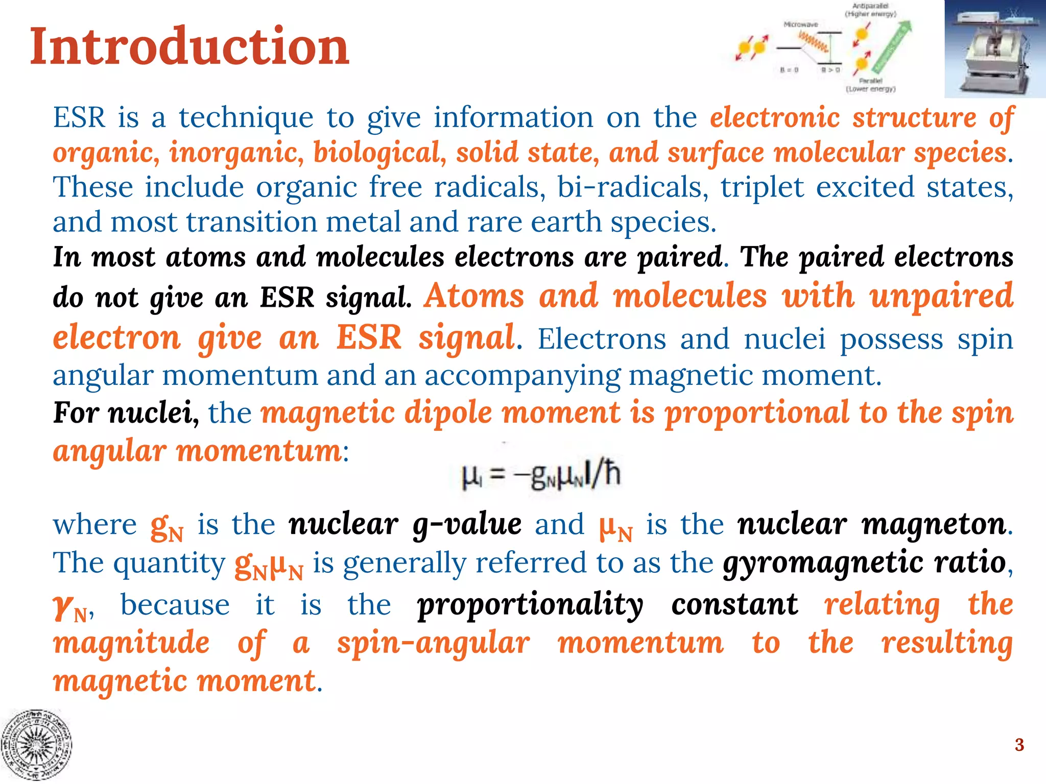 Esr spectroscopy | PPTX