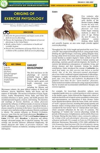 ORIGIN OF PHYSIOLOGY: EXERCISE AND PHYSICAL ACTIVITY | PDF