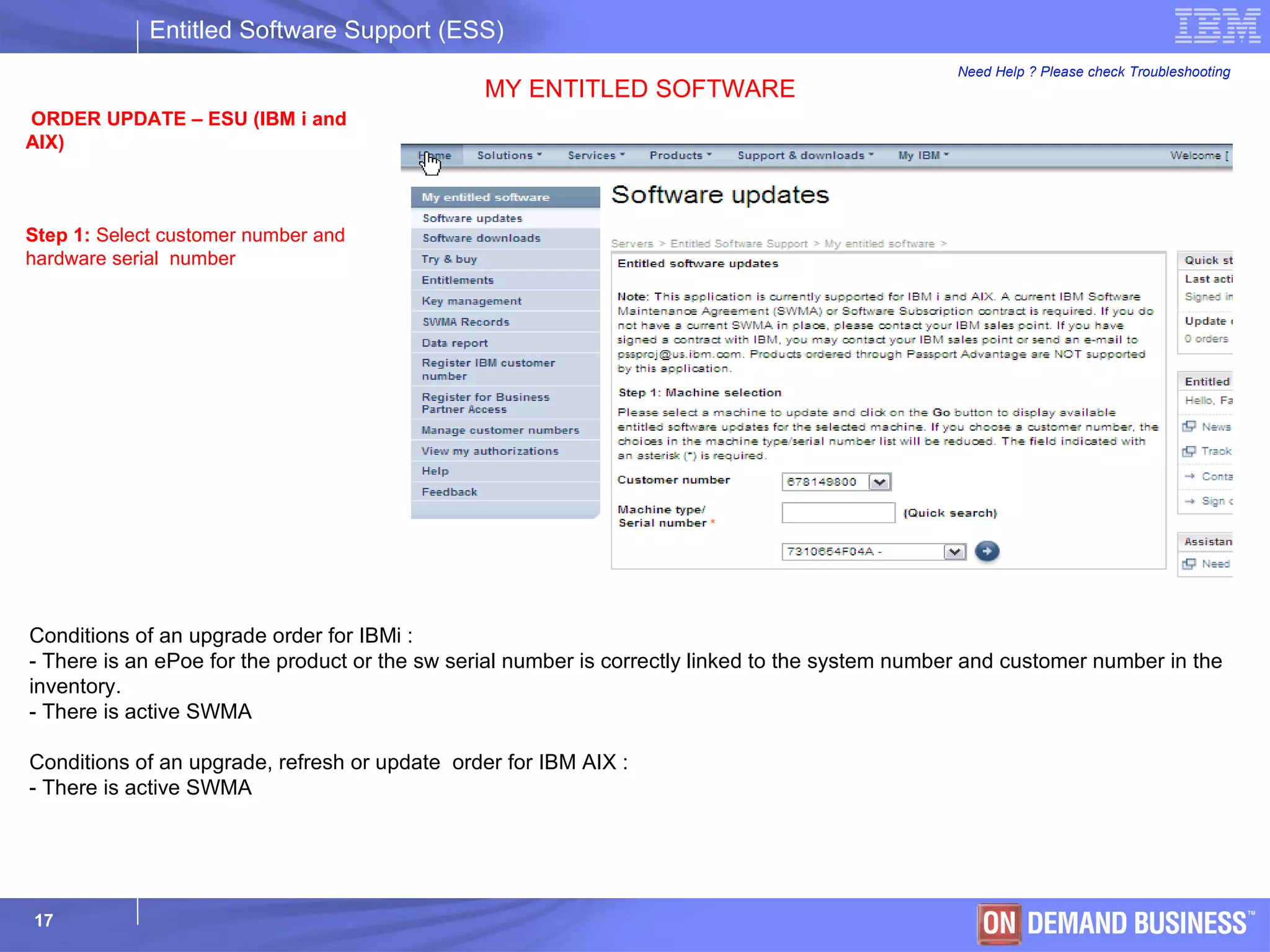 IBM entitled software support, how to use | PPT