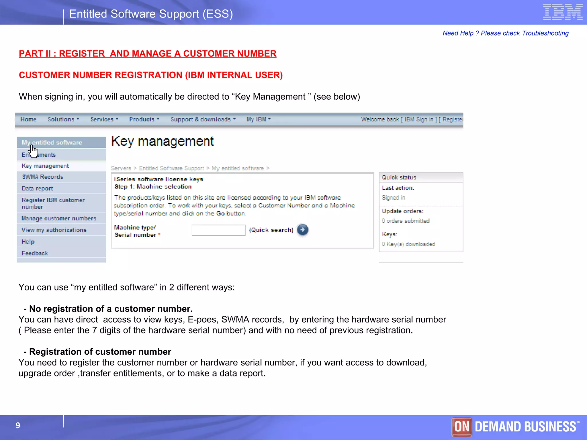 IBM entitled software support, how to use | PPT