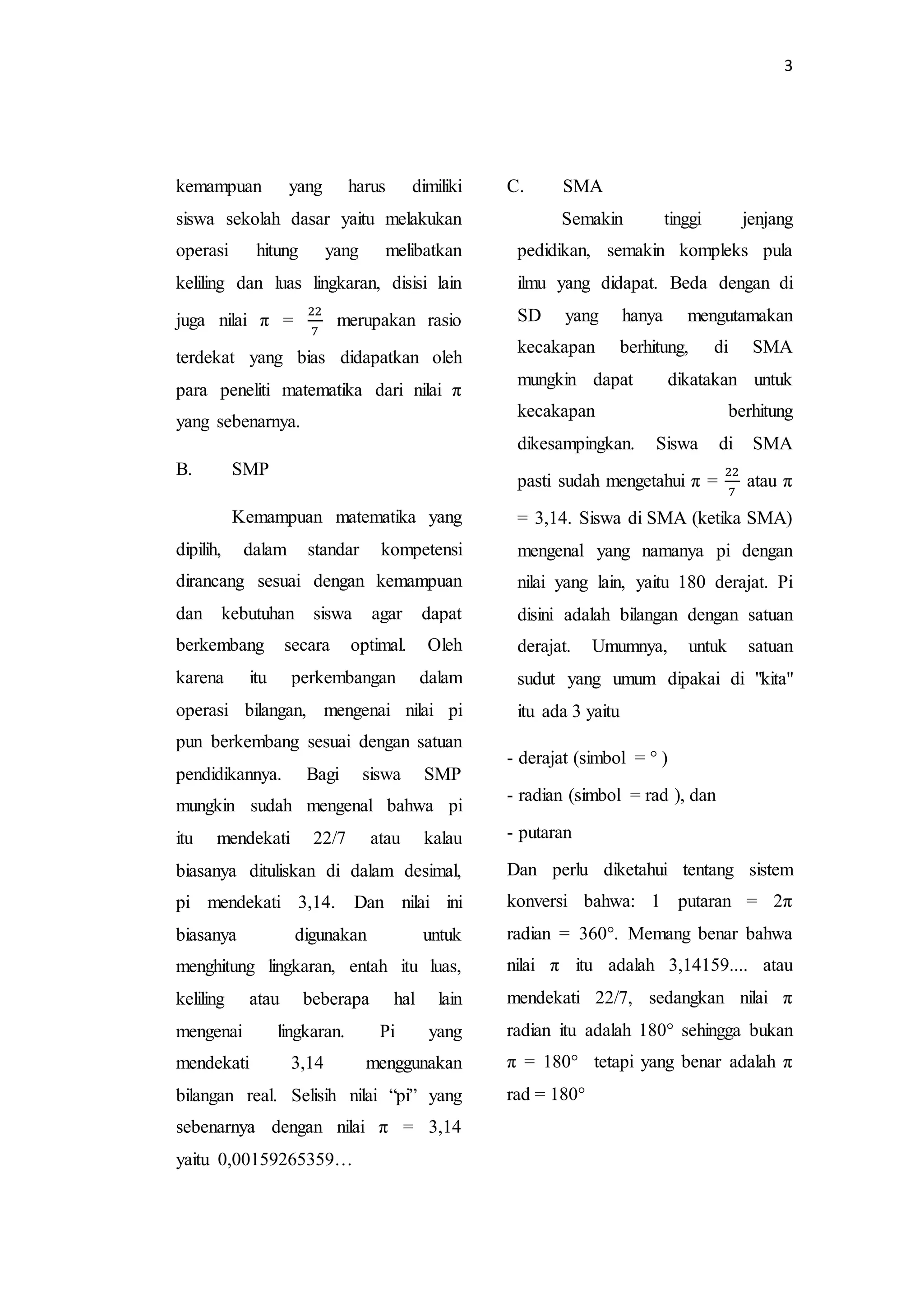 Interpretasi dari simbol π | DOCX
