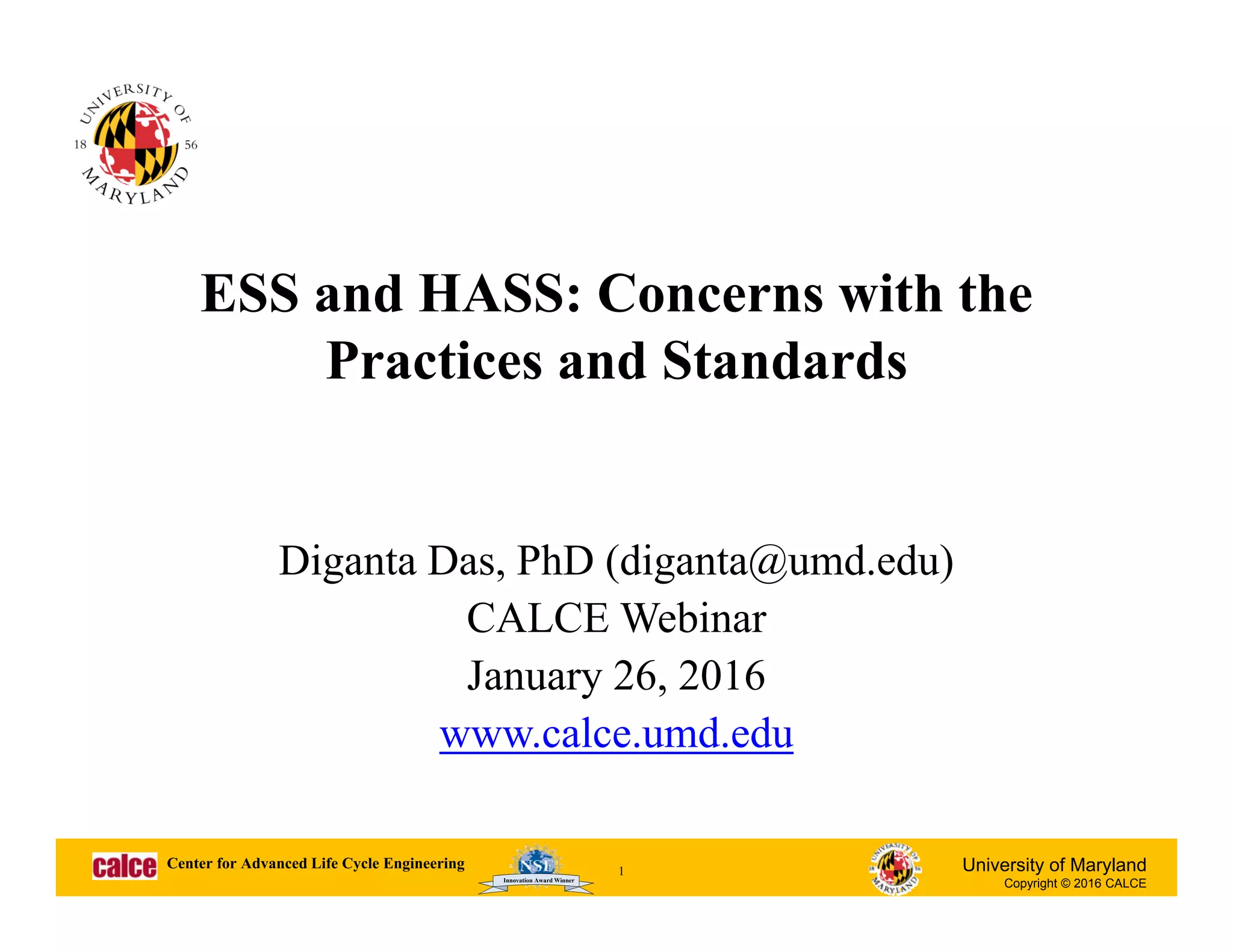 ESS and HASS: Concerns with the Practices and Standards | PDF