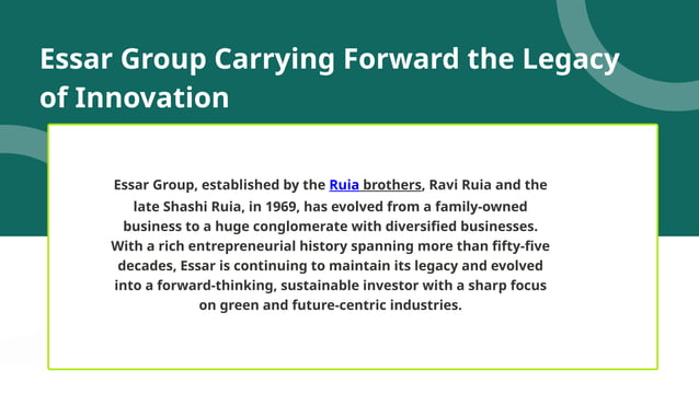 Essar Group Emerging as a Future Focused Investor | PPT