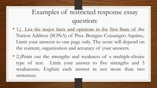 Essay Items Test | PPT | Free Download