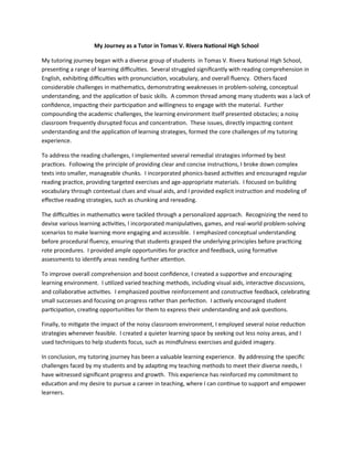 My Journey as a Tutor in Tomas V. Rivera National High School by Joven ...