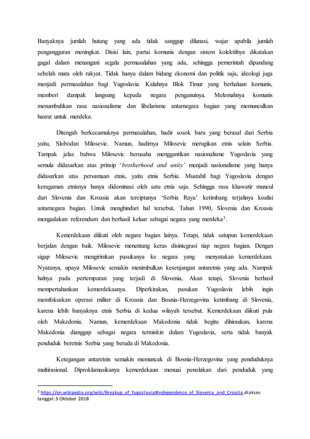 Contoh Essay Perpecahan Yugoslavia | PDF | Free Download