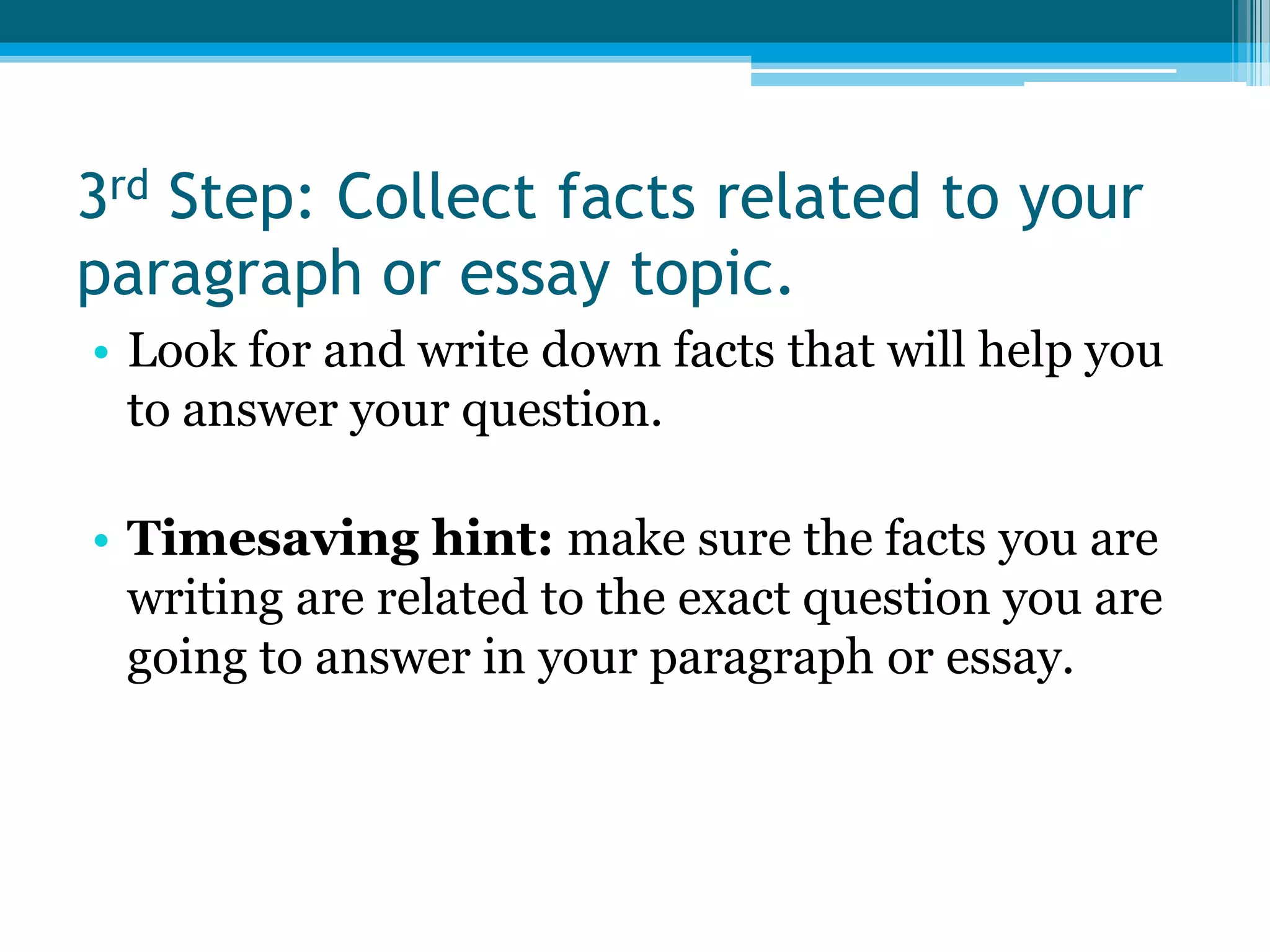 Essay pre-writing steps | PPTX | Homework and Study | Education