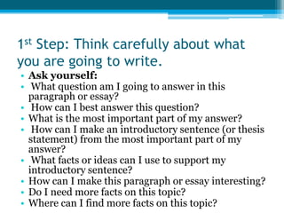Essay pre-writing steps | PPTX