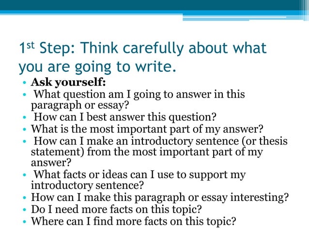 Essay pre-writing steps | PPTX | Homework and Study | Education