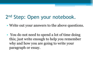 Essay pre-writing steps | PPTX | Homework and Study | Education