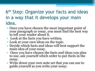 Essay pre-writing steps | PPTX | Homework and Study | Education