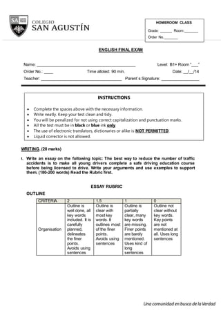 Essay rubric | DOCX | Educational Assessment | Education