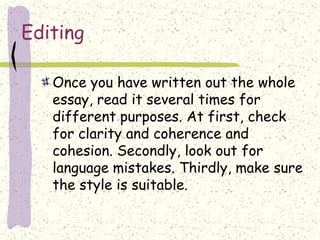 Essay writing 1 | PPTX | Homework and Study | Education