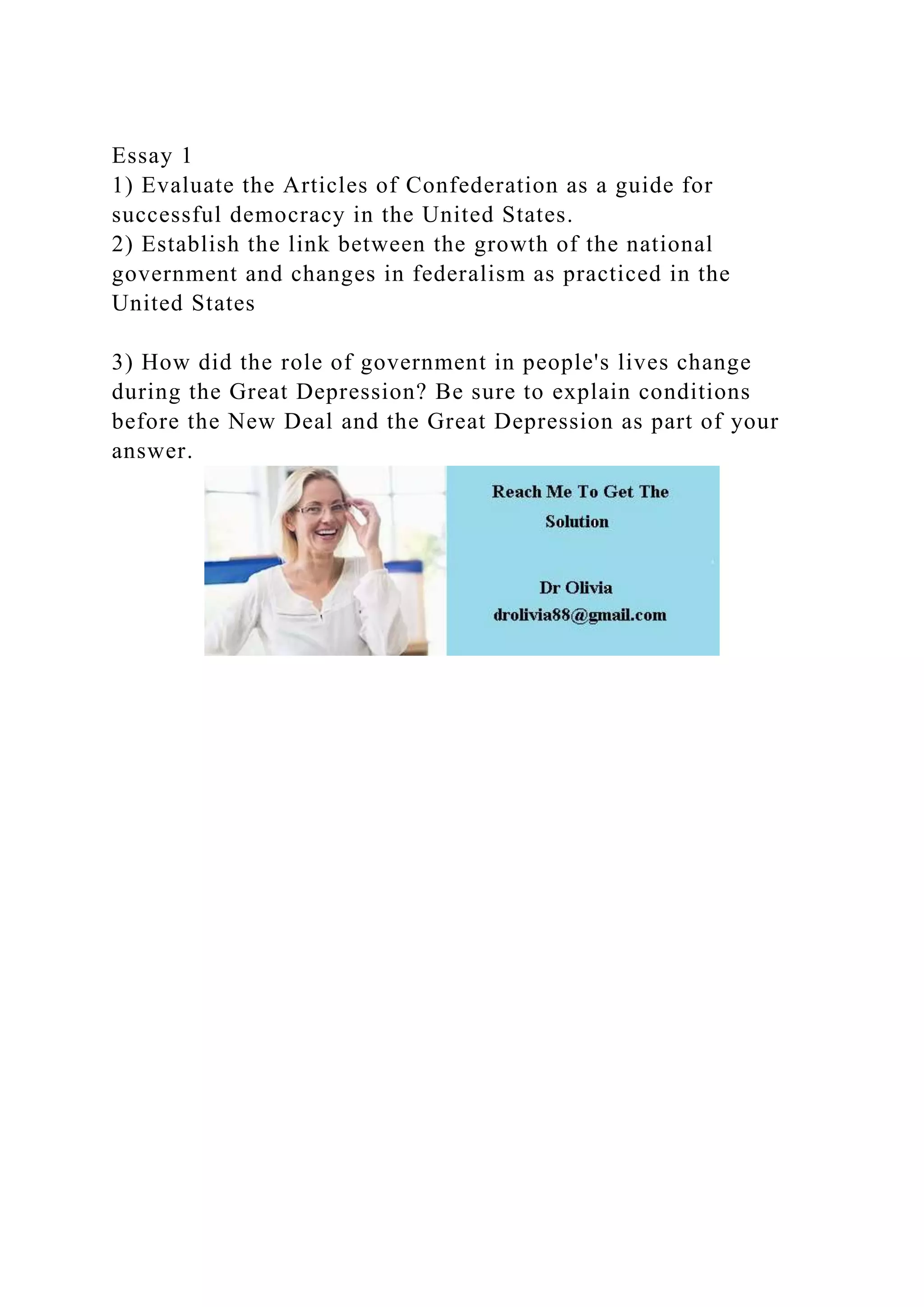 Essay 11) Evaluate the Articles of Confederation as a guide for su.docx