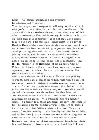 Essay 1 Assignment explanation and overviewIntroduction and firs | PDF