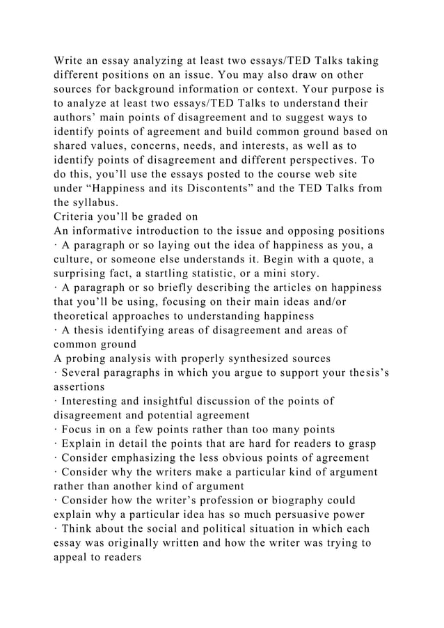 Essay 1 Finding Common GroundQuality CriteriaNoLimited Pro.docx