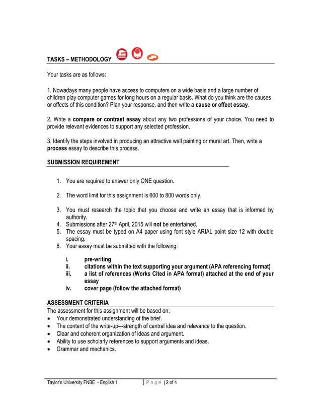 ELG 30505 Essay 2 Brief | PDF | Homework and Study | Education