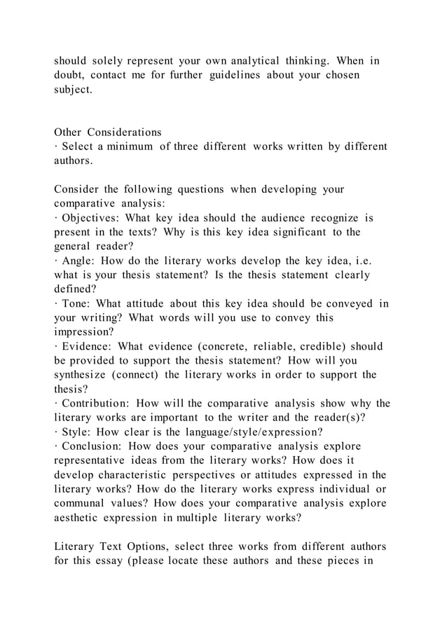 Essay 2 Comparative Literary AnalysisENGL 2327 Survey of Ame | PDF