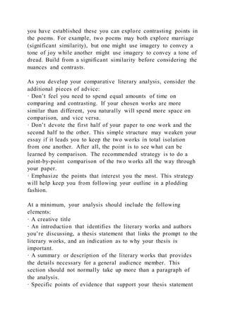 Essay 2 Comparative Literary AnalysisENGL 2327 Survey of Ame | DOCX ...