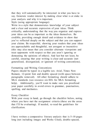 Essay 2 Comparative Literary AnalysisENGL 2327 Survey of Ame | DOCX ...