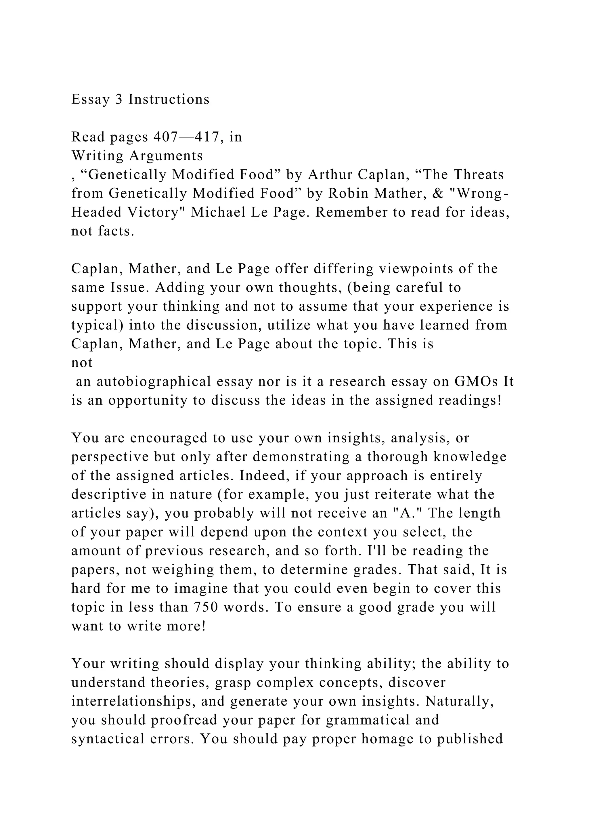 Essay 3 InstructionsRead pages 407—417, in Writing Arguments | DOCX