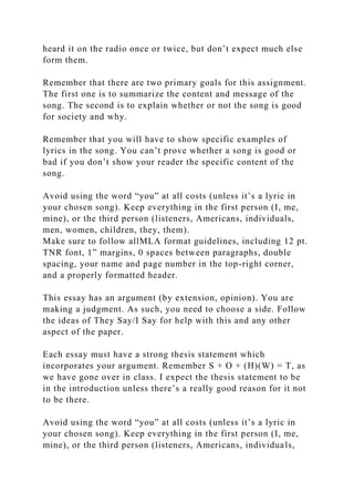 Essay #4 Prompt – Pop Music Good or BadContext Music is o.docx