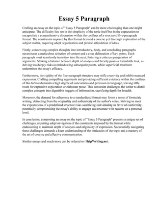 Essay 5 Paragraph. How To Write An Informative Paragraph ...