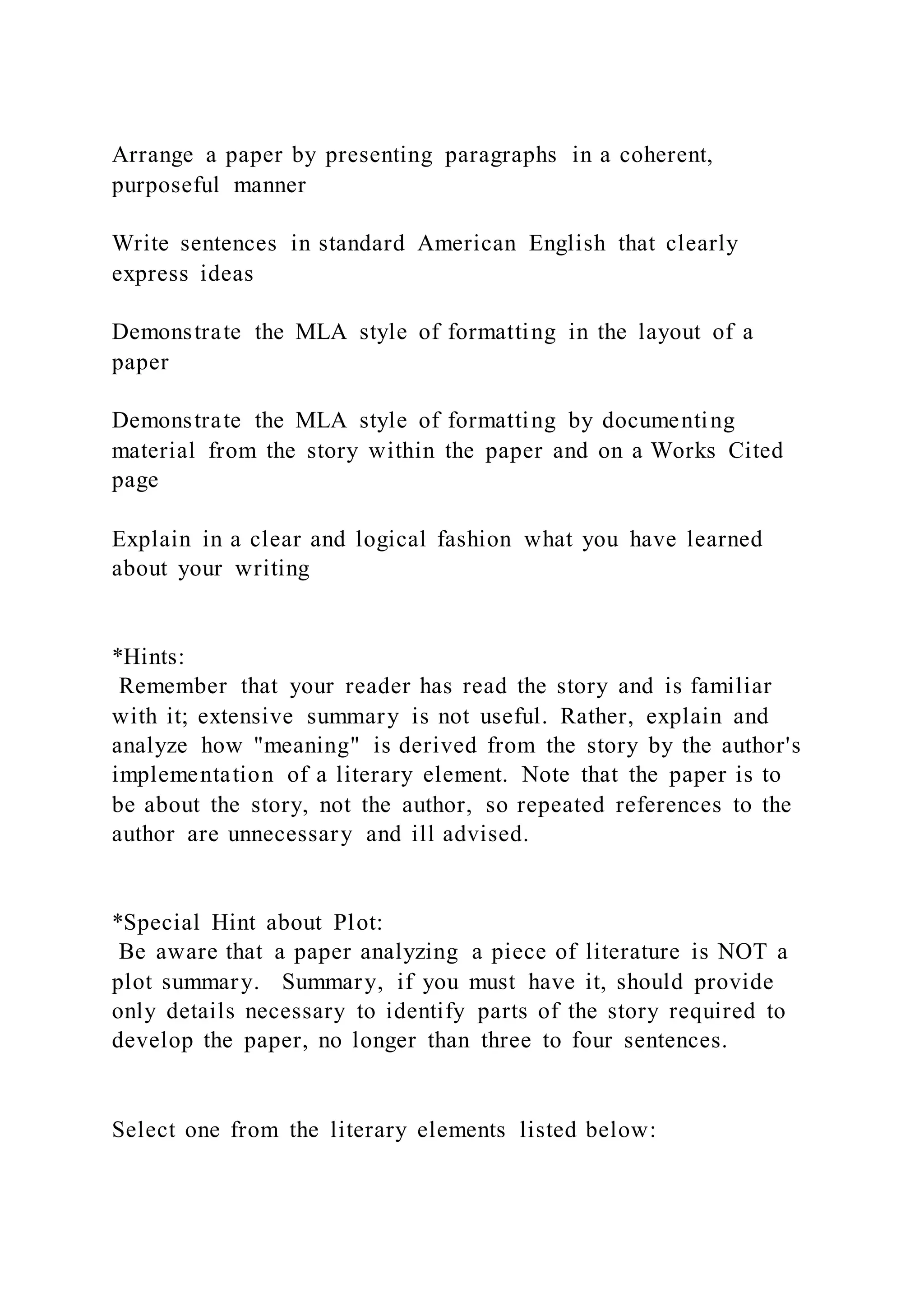 Essay 750 words count, double-spaced and MLA format. The short | PDF