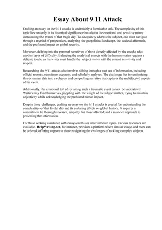 Essay About 9 11 Attack | PDF