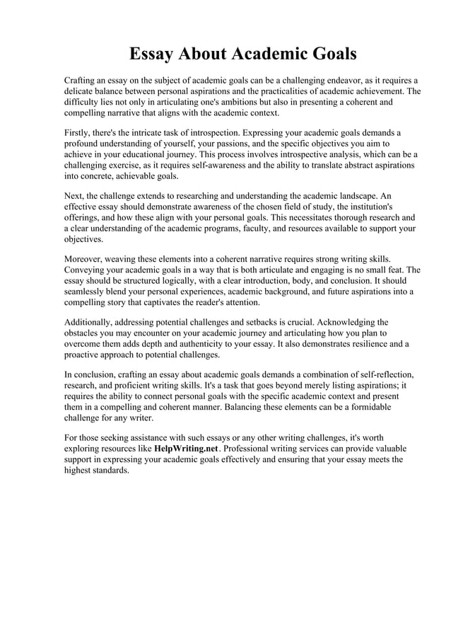 Essay About Academic Goals | PDF