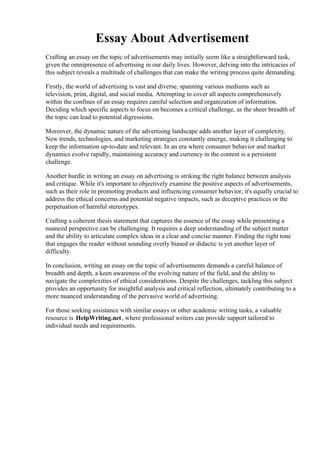 Essay About Advertisement | PDF