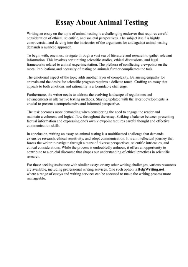 Essay About Animal Testing | PDF