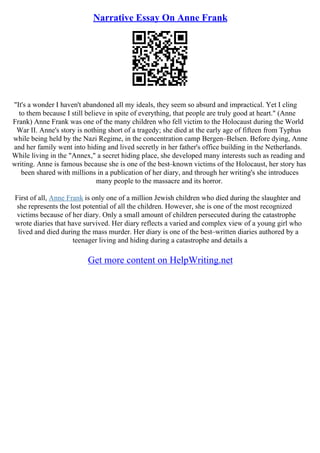 Essay About Anne Frank | PDF