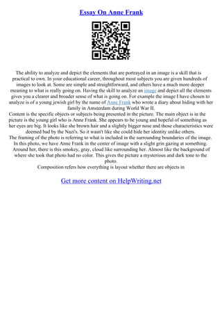 Essay About Anne Frank | PDF