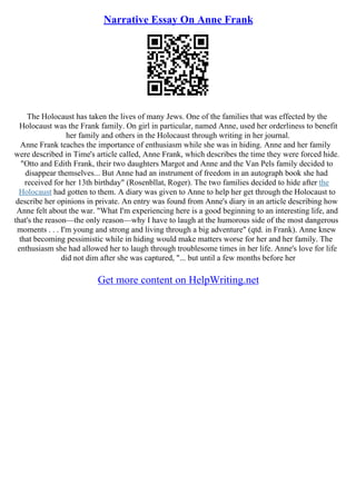 Essay About Anne Frank | PDF