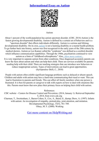 Essay About Autism | PDF