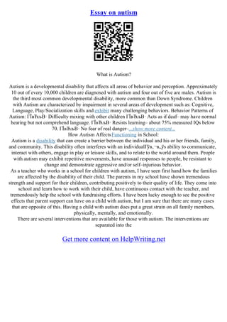 Essay About Autism | PDF