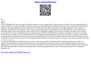 Essay About Baseball | PPT