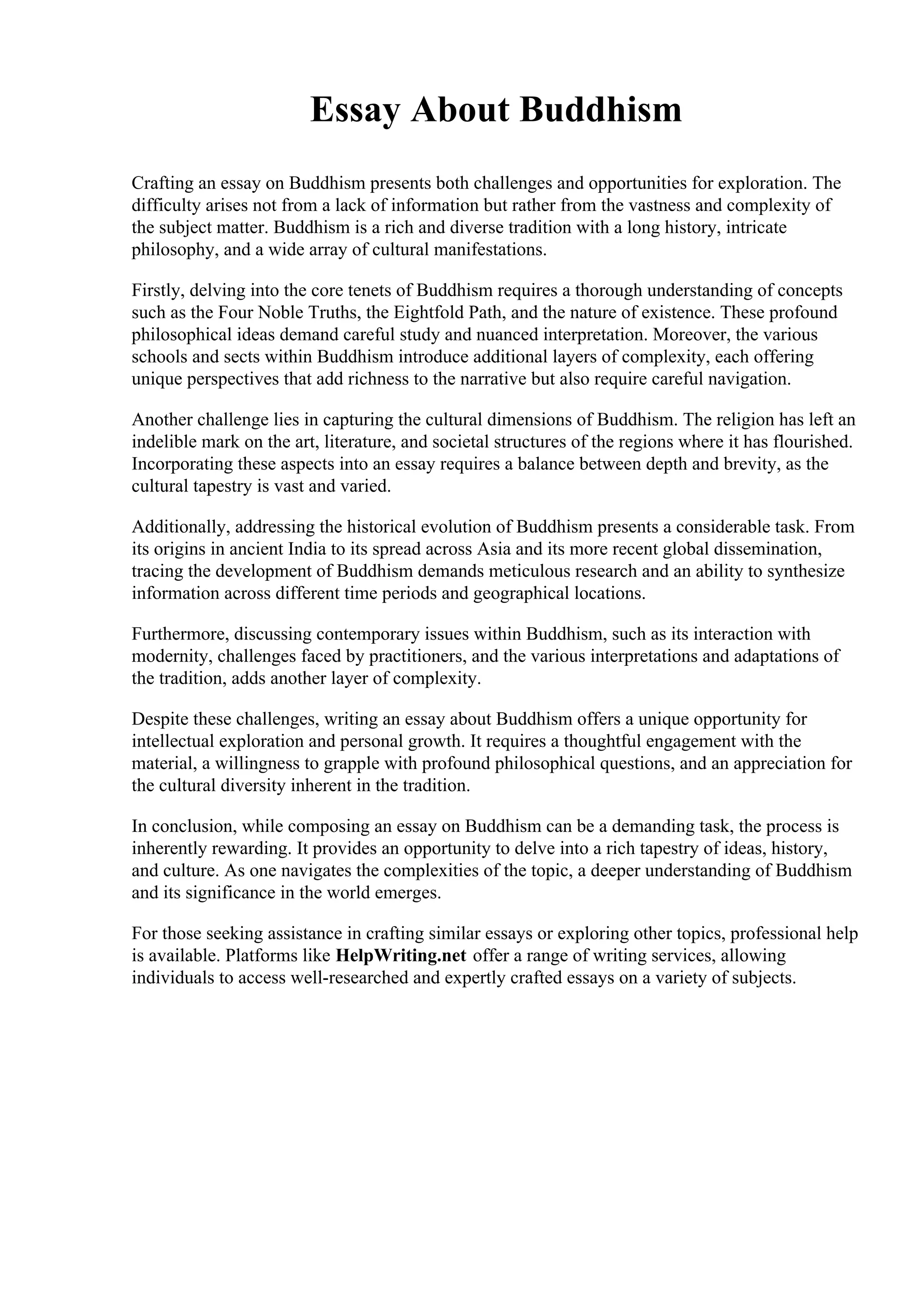 Essay About Buddhism | PDF