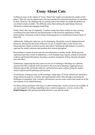 Essay About Cats | PDF