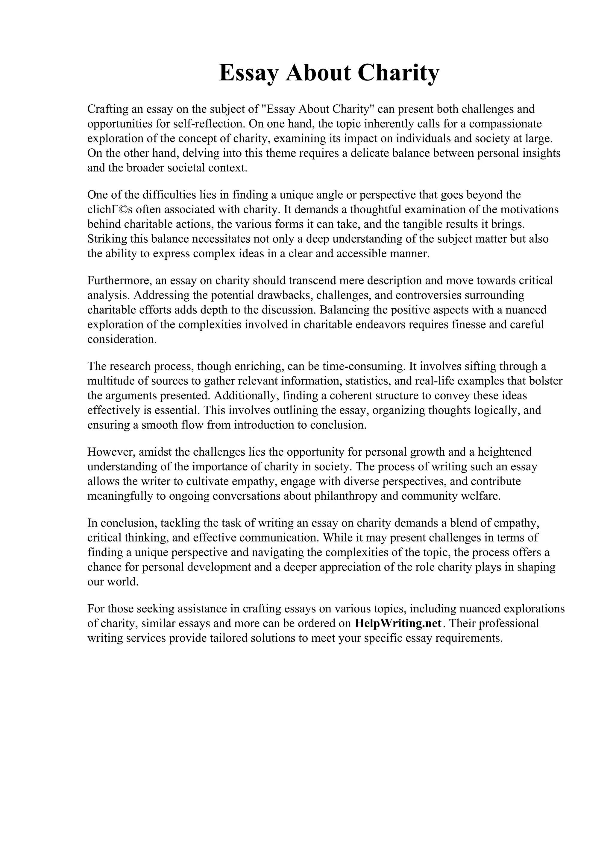 Essay About Charity | PDF