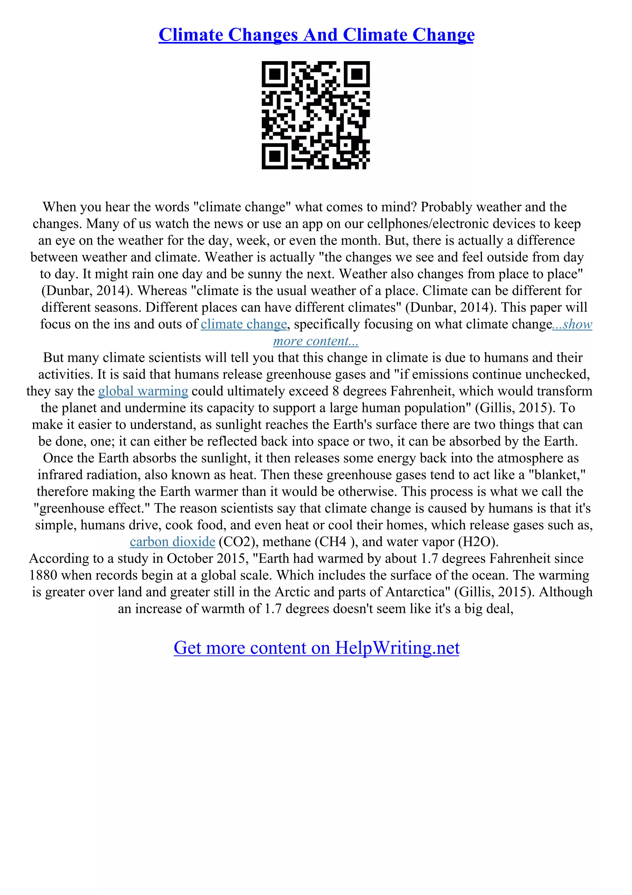 Essay About Climate Change | PDF